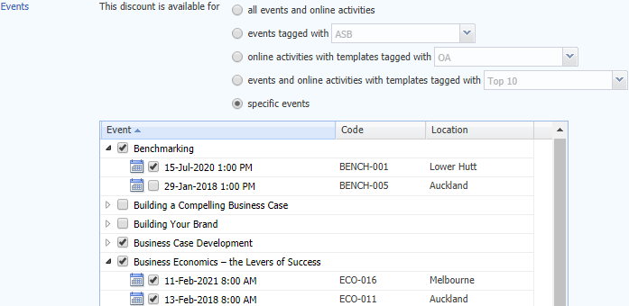 Registration discount settings – Online Support | Arlo Training & Event ...