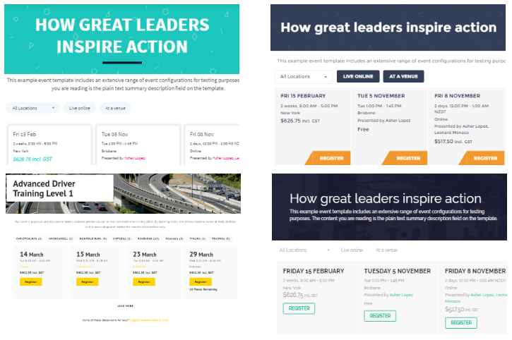 Web control examples – Online Support | Arlo Training & Event Software