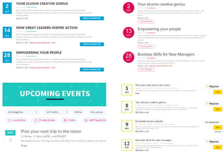 Web control examples – Online Support | Arlo Training & Event Software