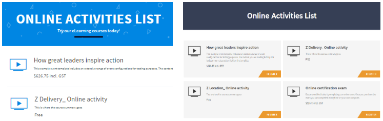 Web control examples – Online Support | Arlo Training & Event Software